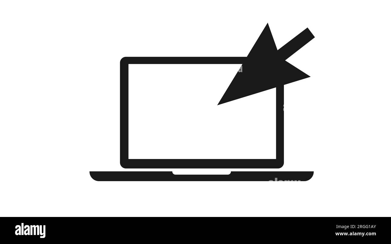 Laptop Icon. Vector flat editable black and white illustration Stock ...