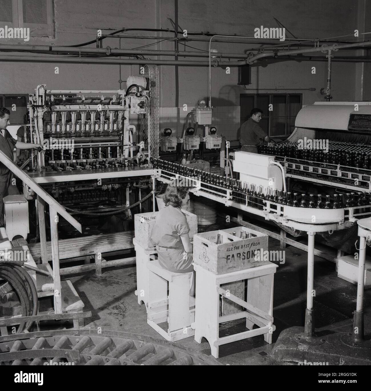 1950s, historical, the inside of a drinks bottling factory, Malta ...