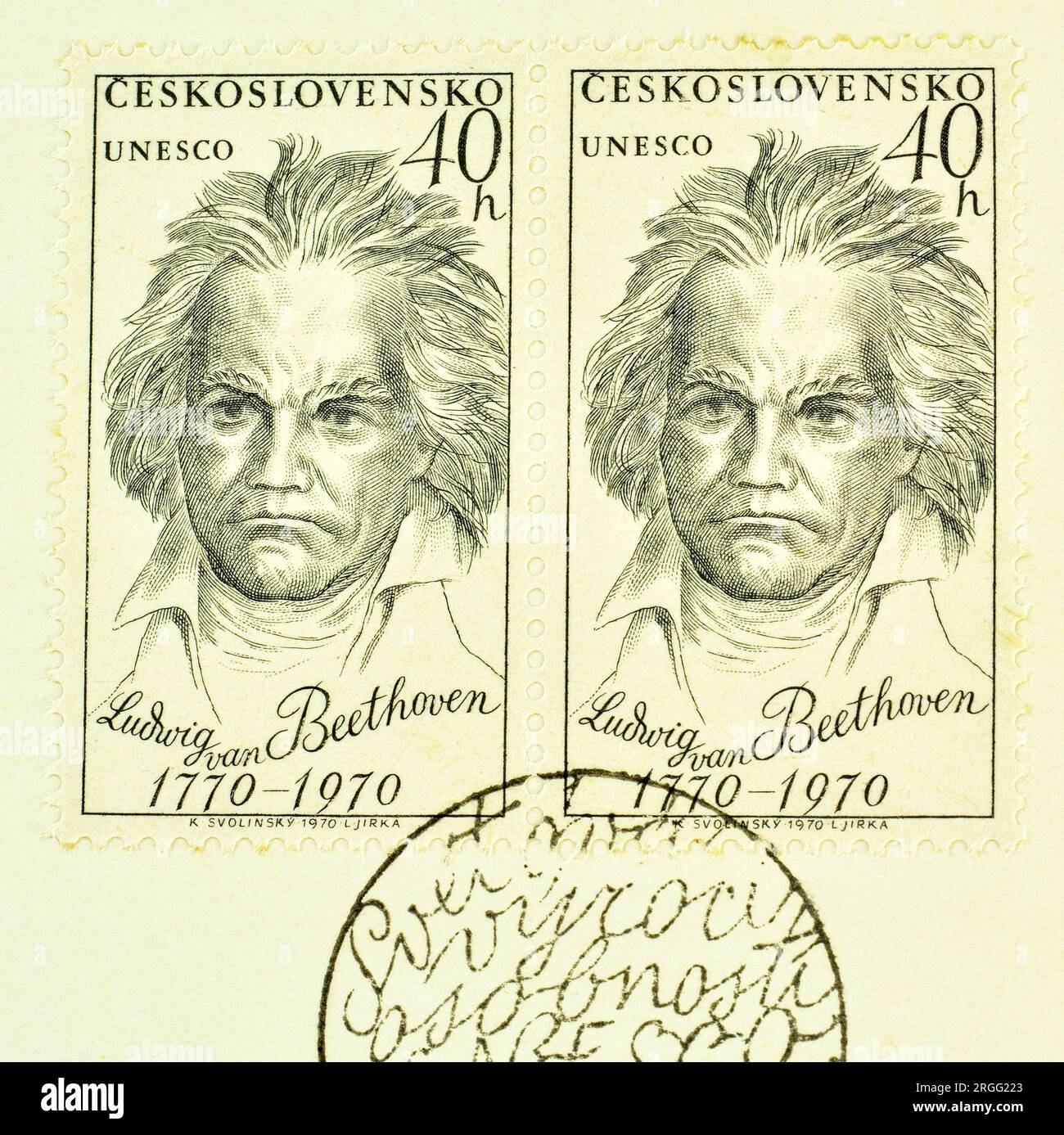 Cancelled postage stamp printed by Czechoslovakia, that shows portrait ...