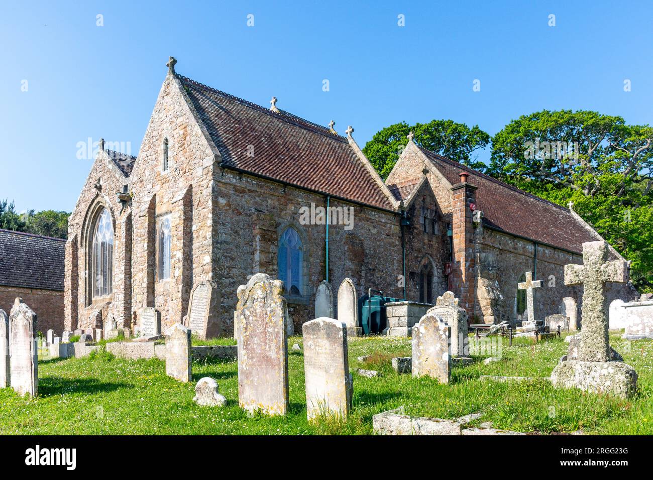 12th century Saint Brélade's Church, Saint Brélade's Bay Beach, St ...