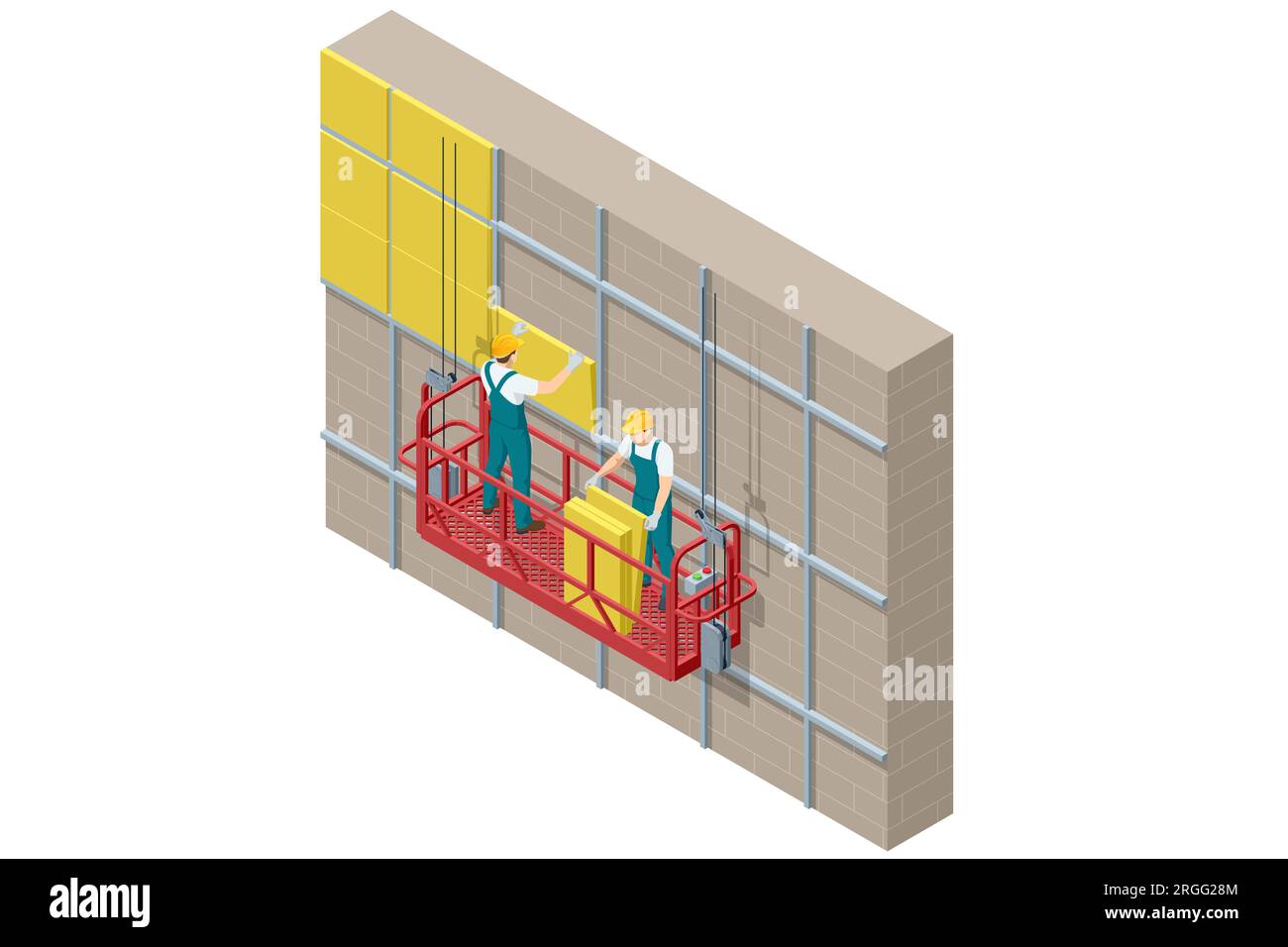 Isometric External Wall Insulation System Building Facade Insulation Works Styrofoam Facade