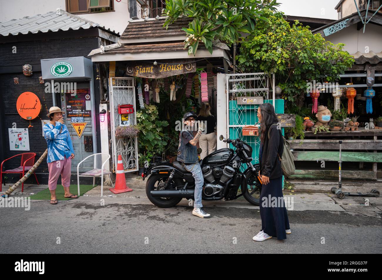 Thai biker smoking weed in Chiang Mai Stock Photo - Alamy