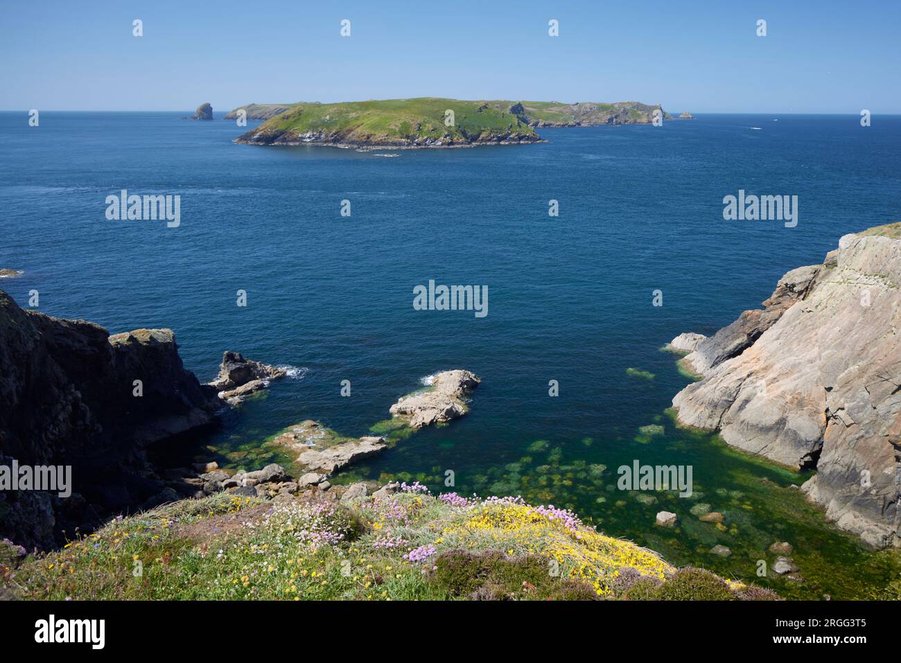 Skomer Island, Pembrokeshire, Wales. Taken from mainland Stock Photo ...