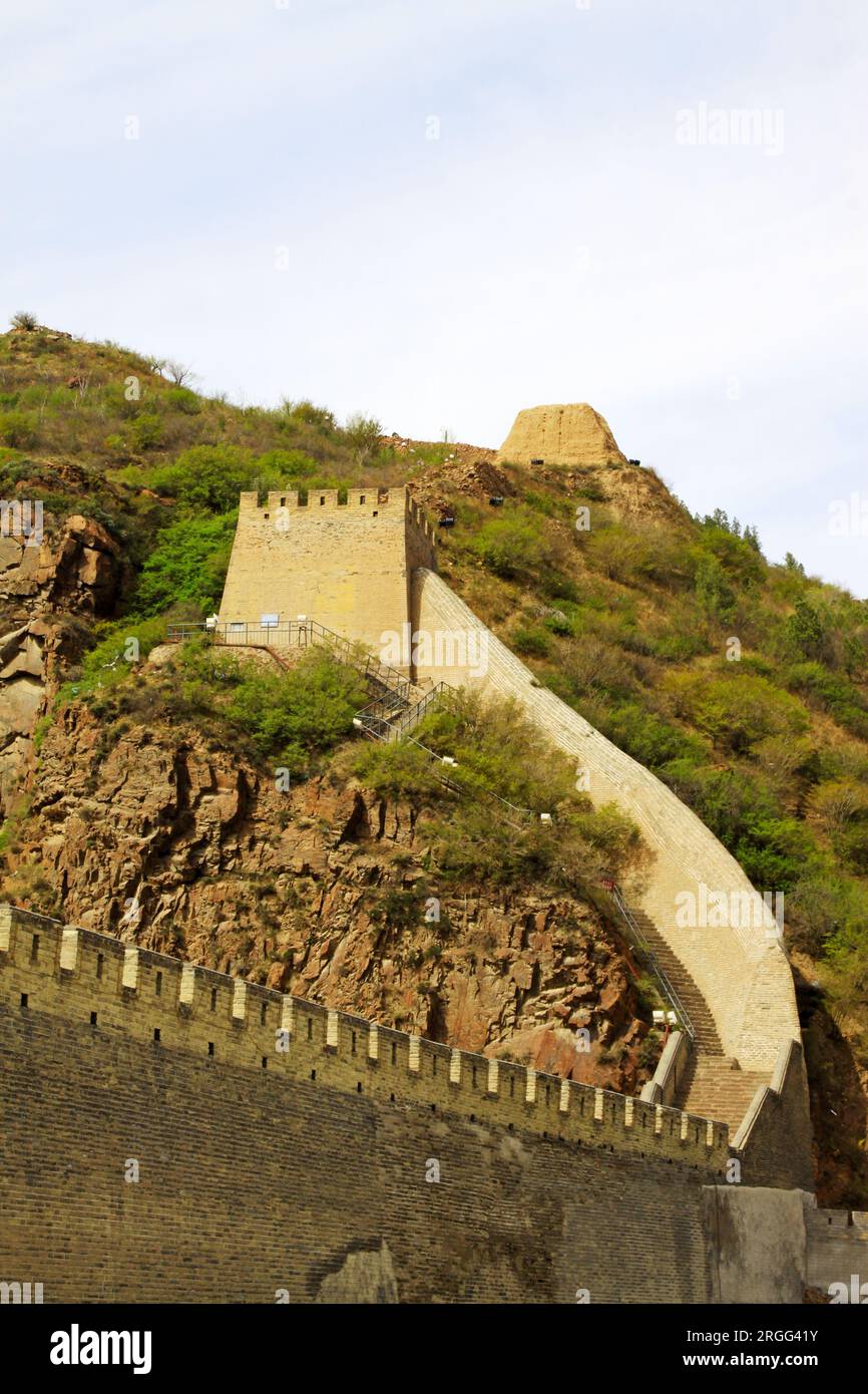 ancient Chinese architecture landscape, Great Wall, in zhangjiakou city ...
