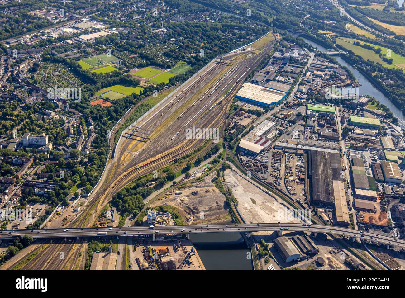 Aerial view, Hochfeld-Süd freight station, Wanheimerort, Duisburg, Ruhr ...
