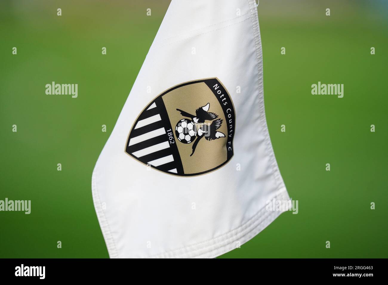 A Notts County branded corner flag during the Carabao Cup first round ...
