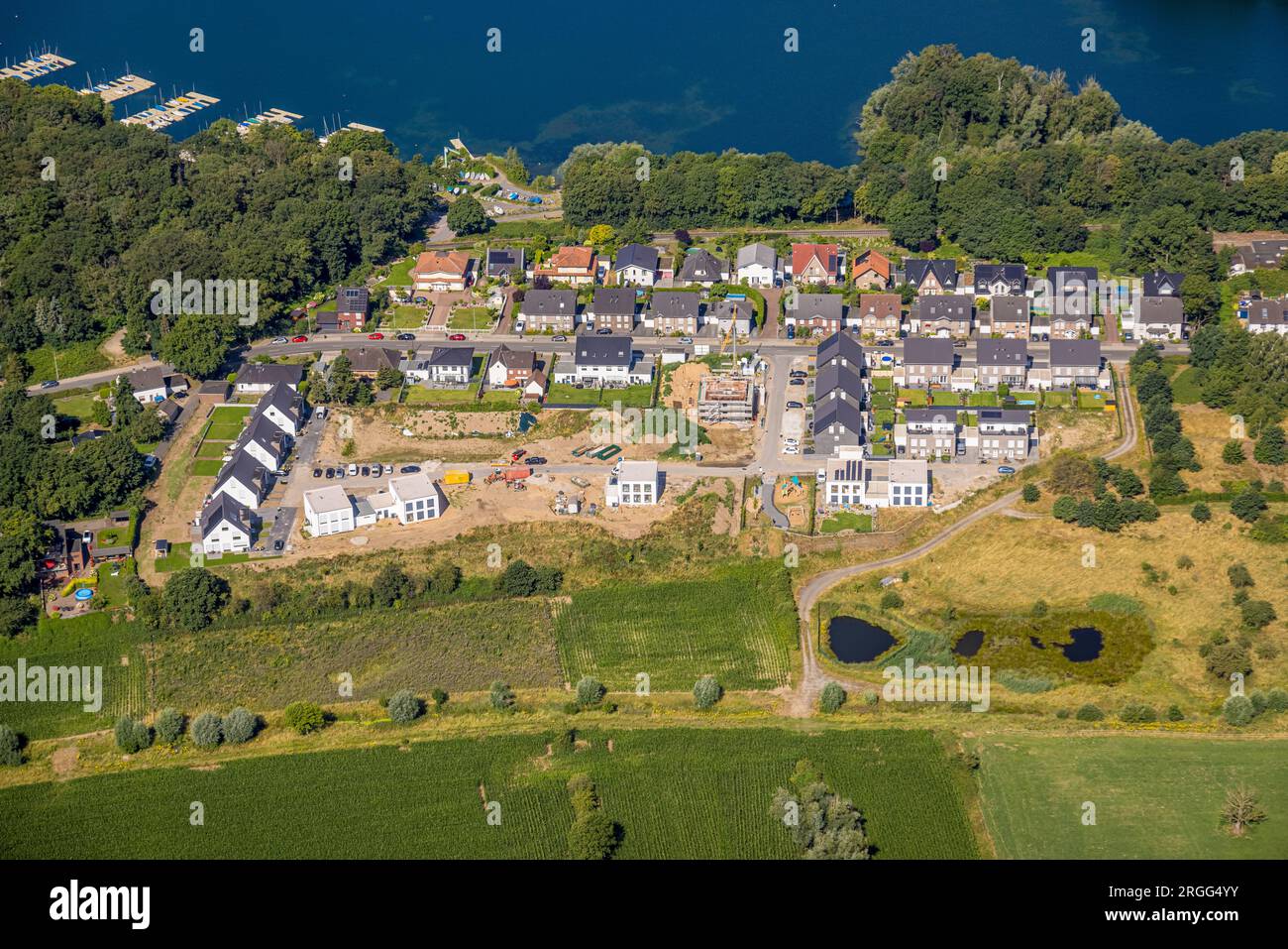 Aerial view, construction site new housing area An der Hegstiegswiese ...