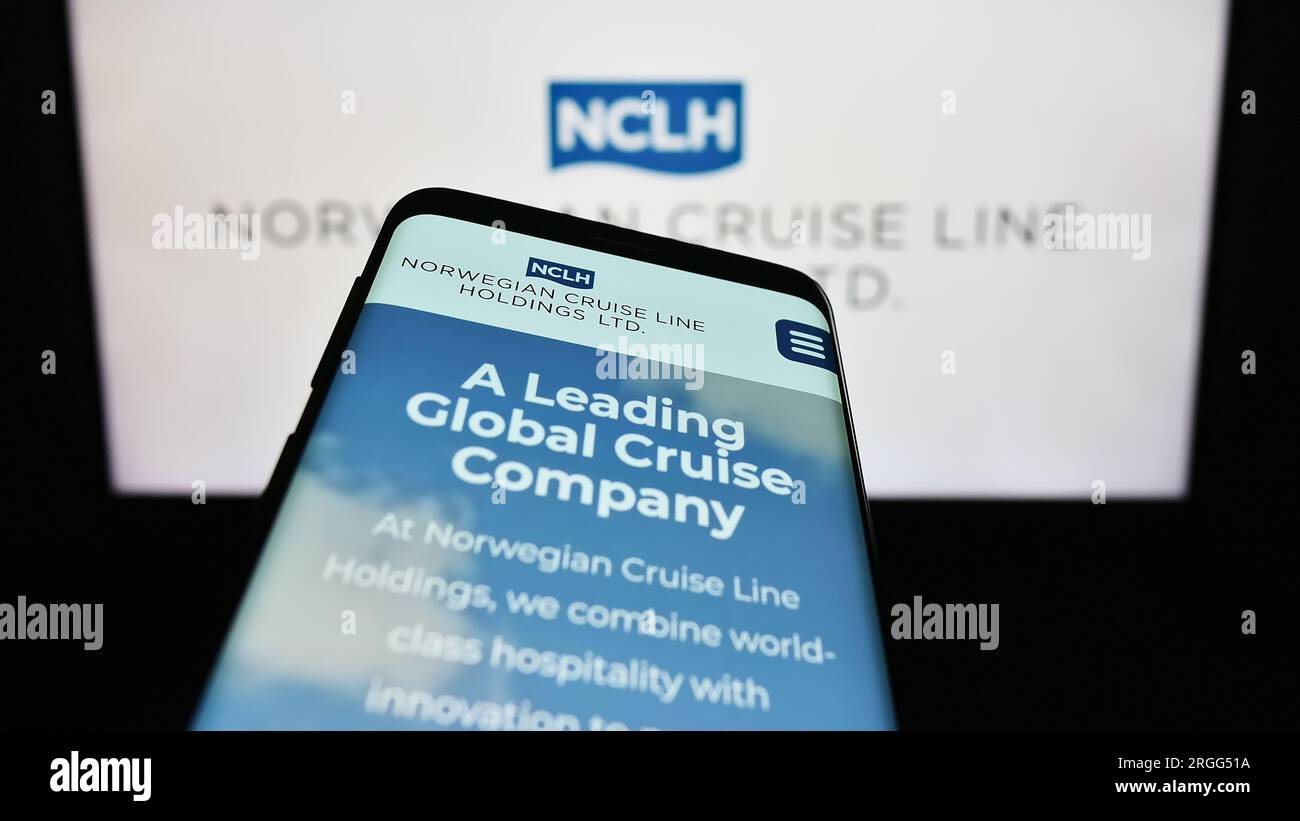 Smartphone with webpage of company Norwegian Cruise Line Holdings Ltd ...