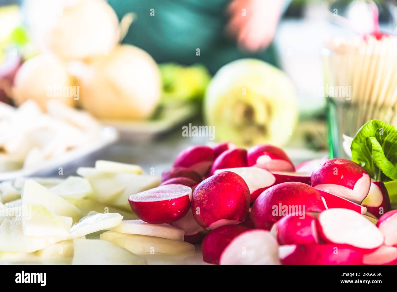 Beetroot and other vegetables cut into small pieces as a raw vegetable ...
