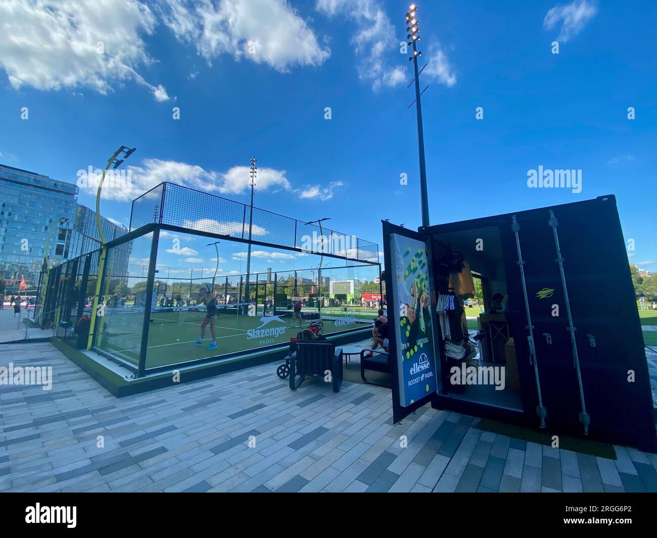 padel court outside battersea power station south london england ukwith ...