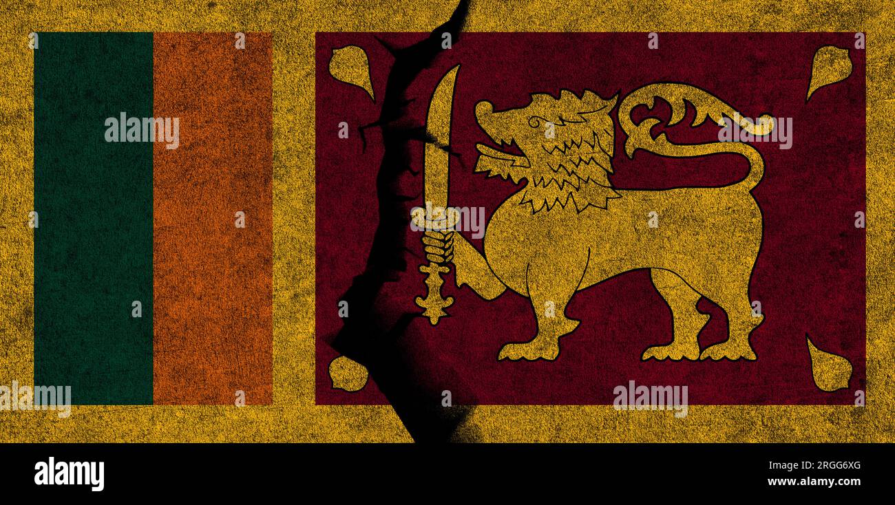 Sri Lanka flag on cracked wall background. Sri Lanka crisis, political ...