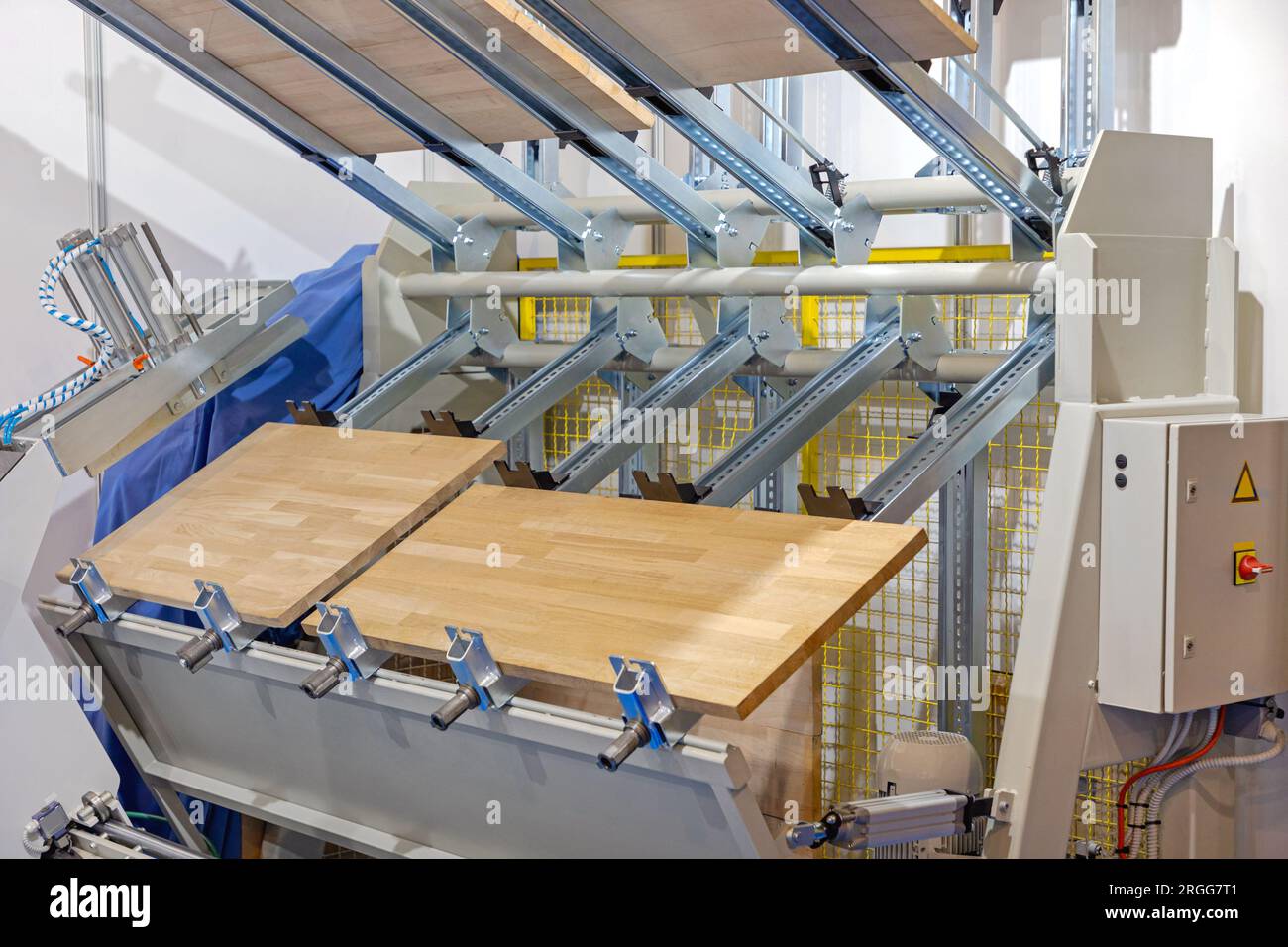 Wood Clamp Carrier Machine in Woodworking Factory Production Stock ...