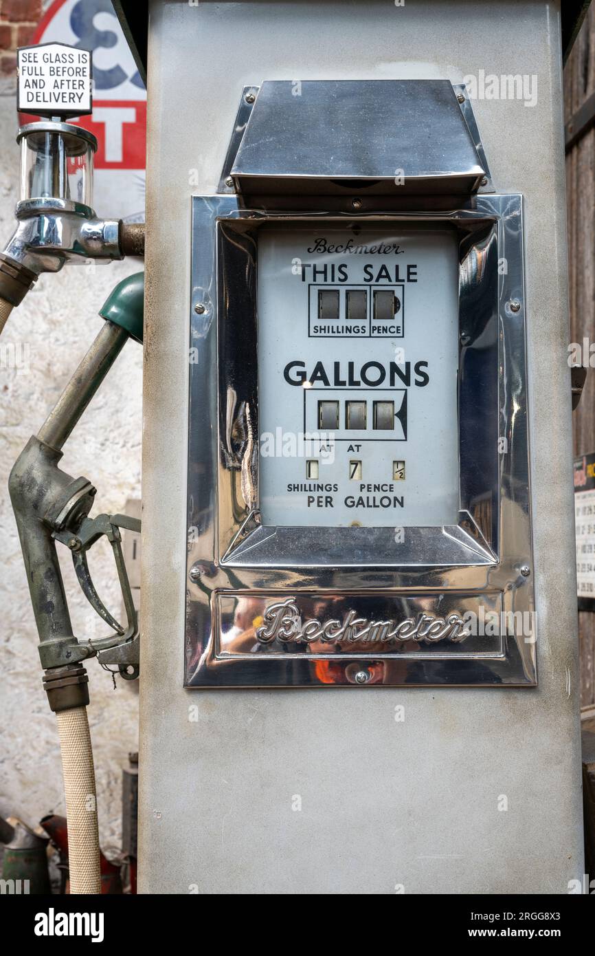 Vintage petrol pump on display at National Motor Museum, Beaulieu, New ...