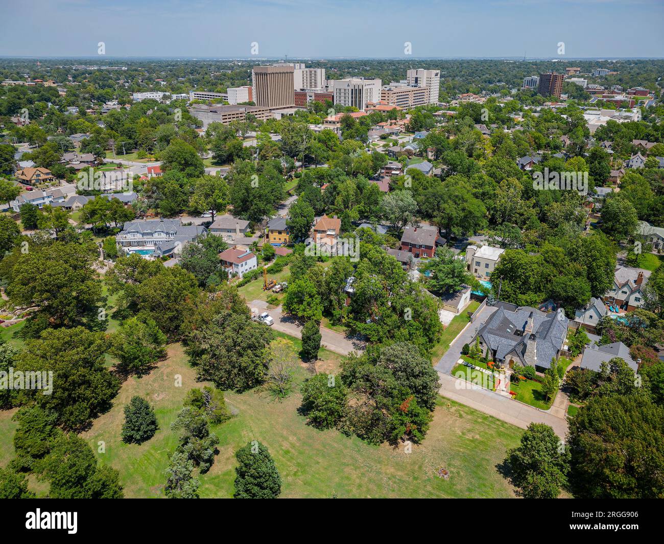 Aerial view of the Tulsa cityscape at Oklahoma Stock Photo - Alamy