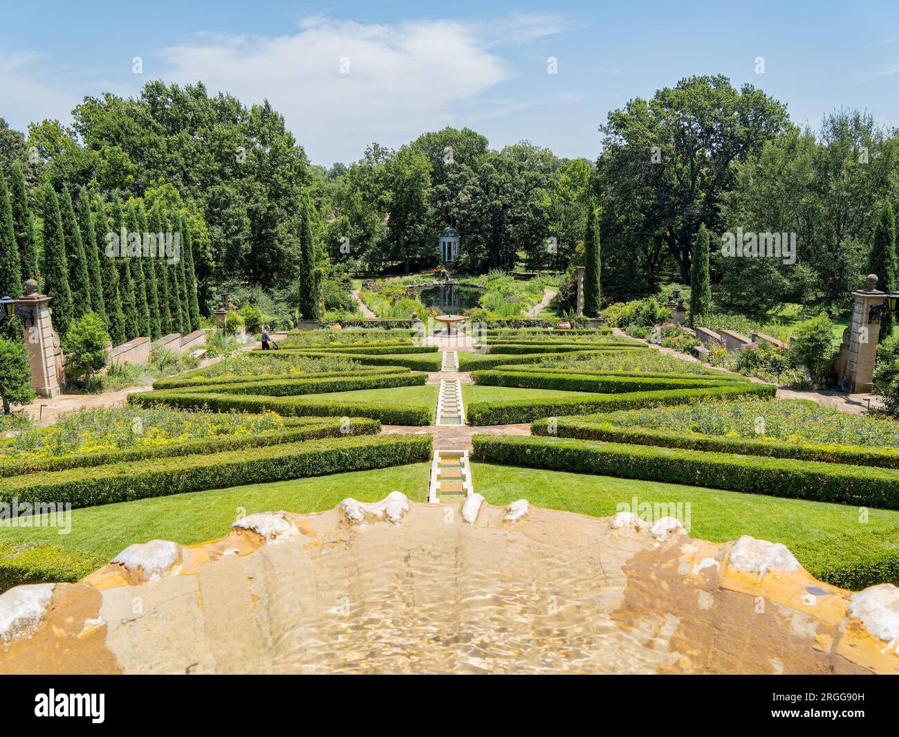 Sunny view of the garden of Philbrook Museum of Art at Tulsa, Oklahoma ...