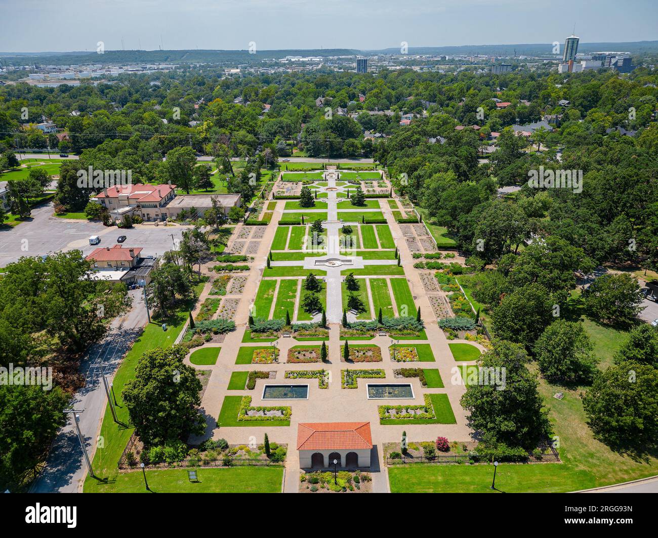 Aerial view of the Woodward Park and Tulsa cityscape at Oklahoma Stock ...
