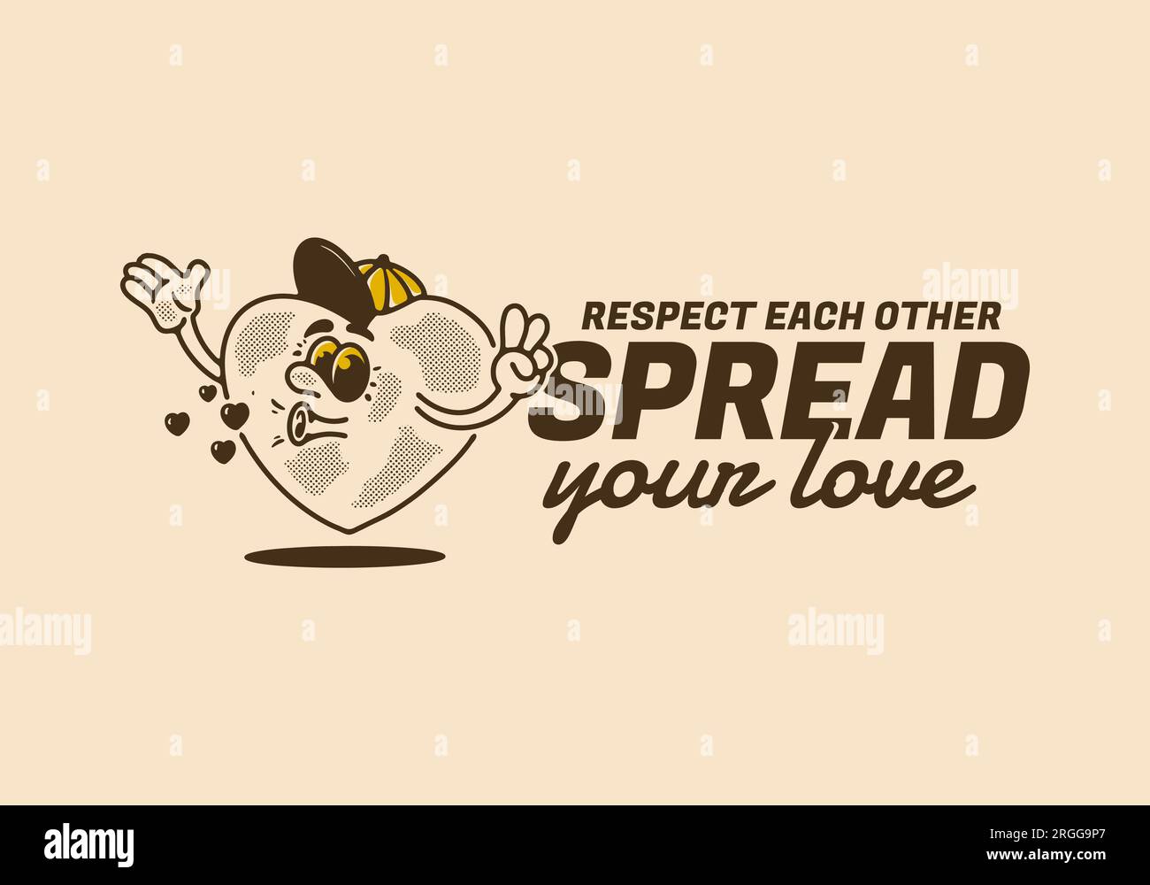 Spread your love, Heart mascot character illustration, design in ...