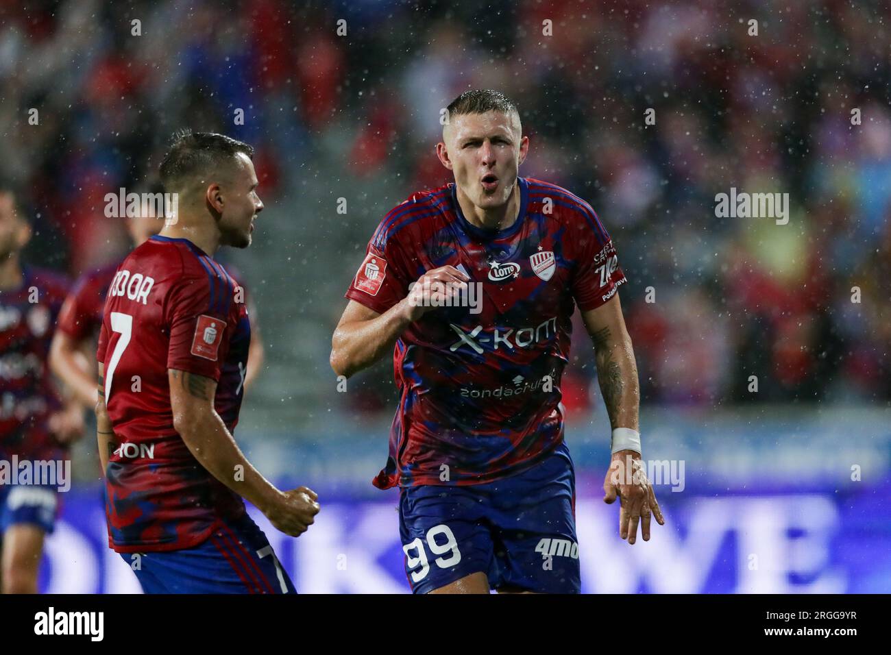 Czestochowa, Poland. 08th Aug, 2023. Fran Tudor of Rakow Czestochowa (L) and Fabian Piasecki of ...