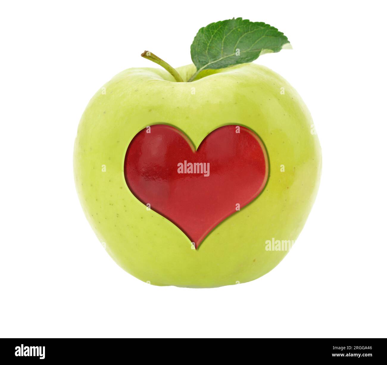 Healthy eating, Green apple with heart isolated on white transparent ...