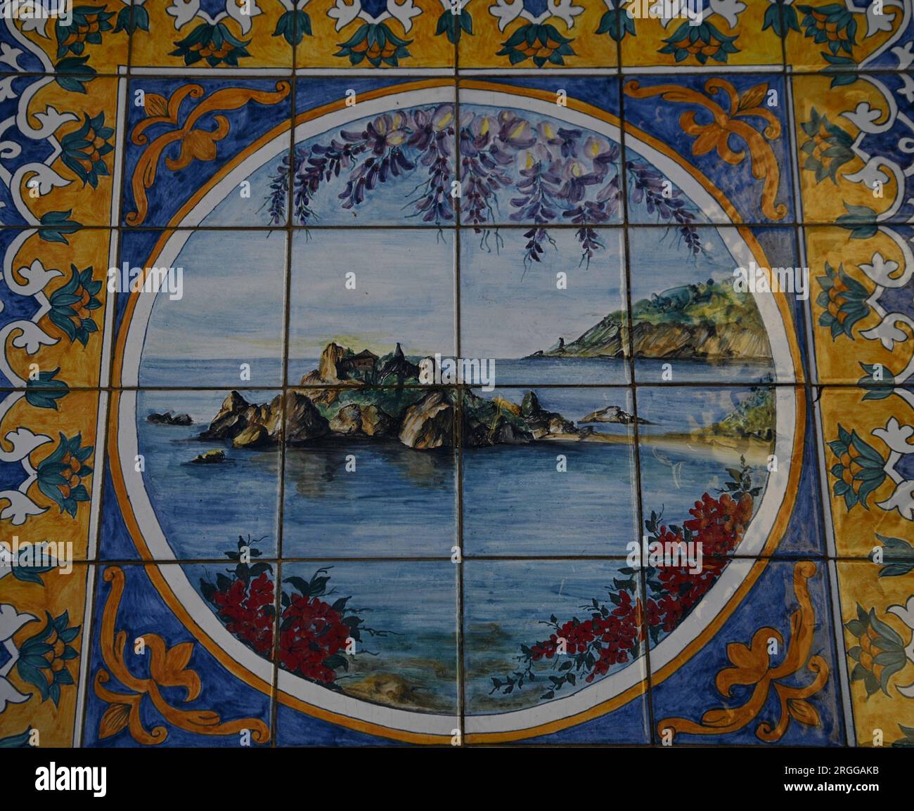 Authentic Sicilian Majolica glazed tile painting in Taormina Sicily ...