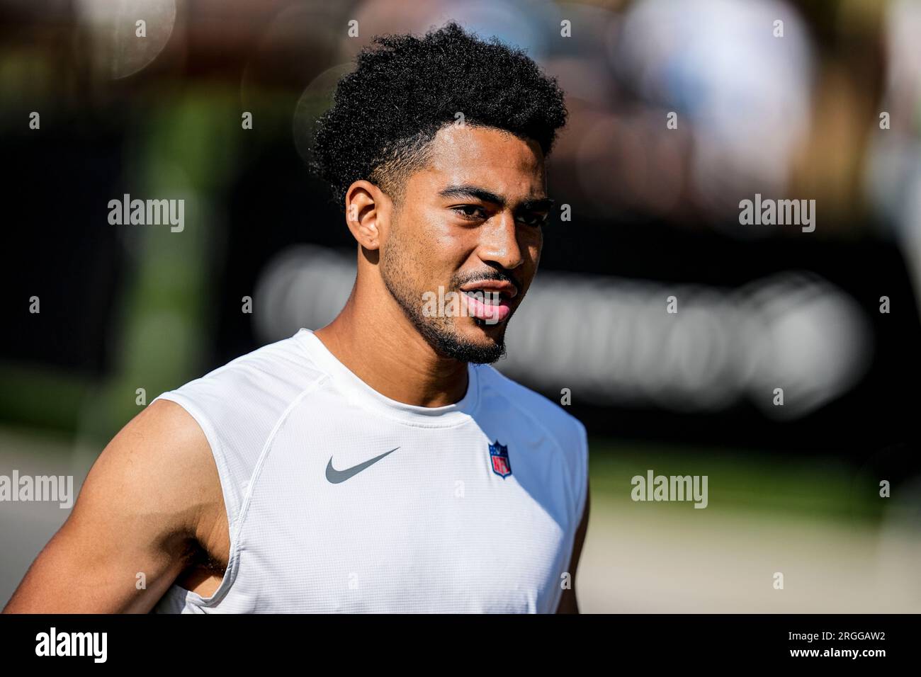 Carolina Panthers quarterback Bryce Young arrives during a joint NFL ...