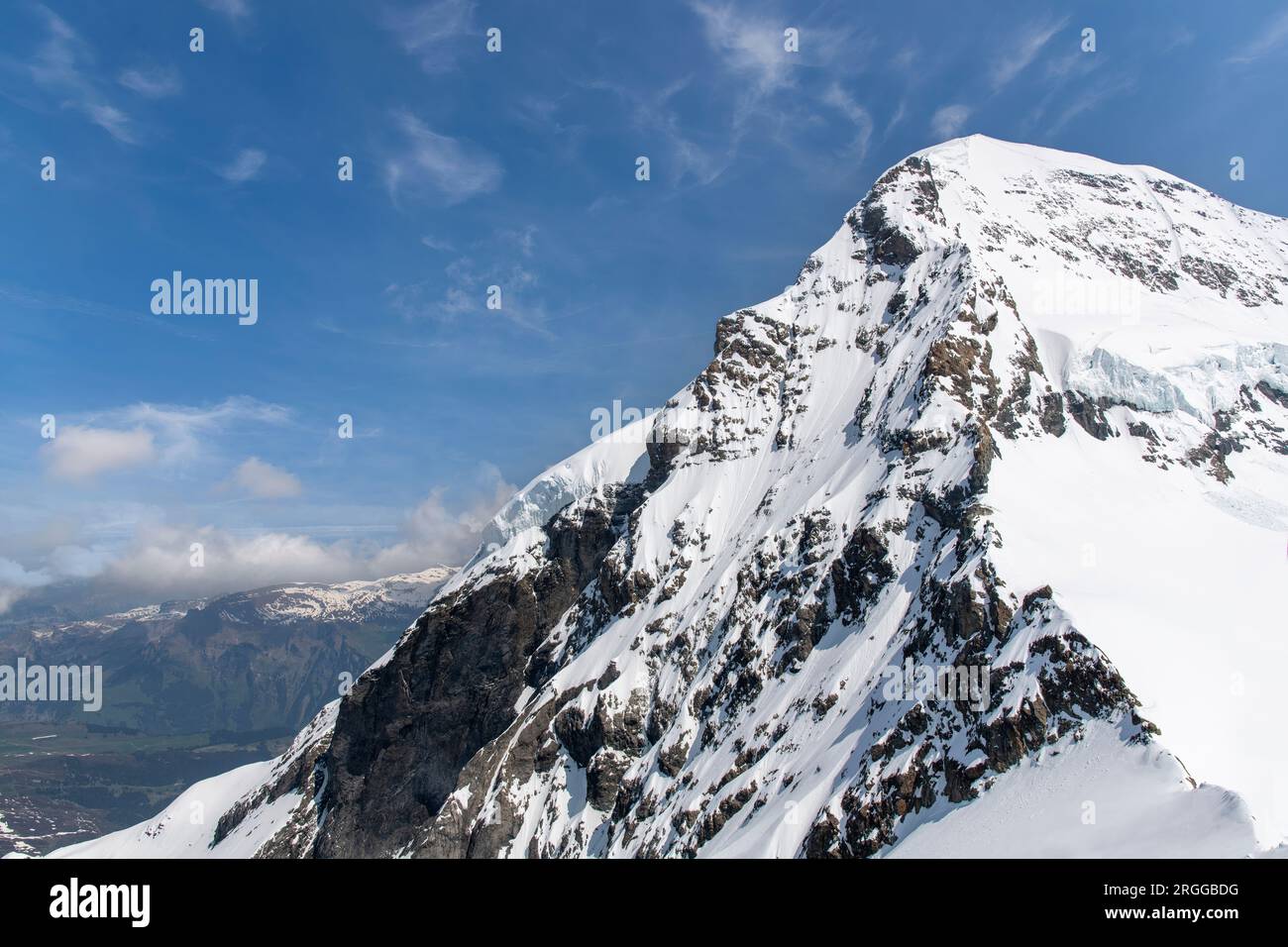 View from the Jungfraujoch of the Mönch mountain peak at 4,110 metres ...
