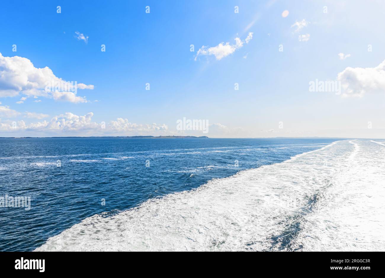 Water trail behind cruise ship. Wave from the ship at sea Stock Photo ...