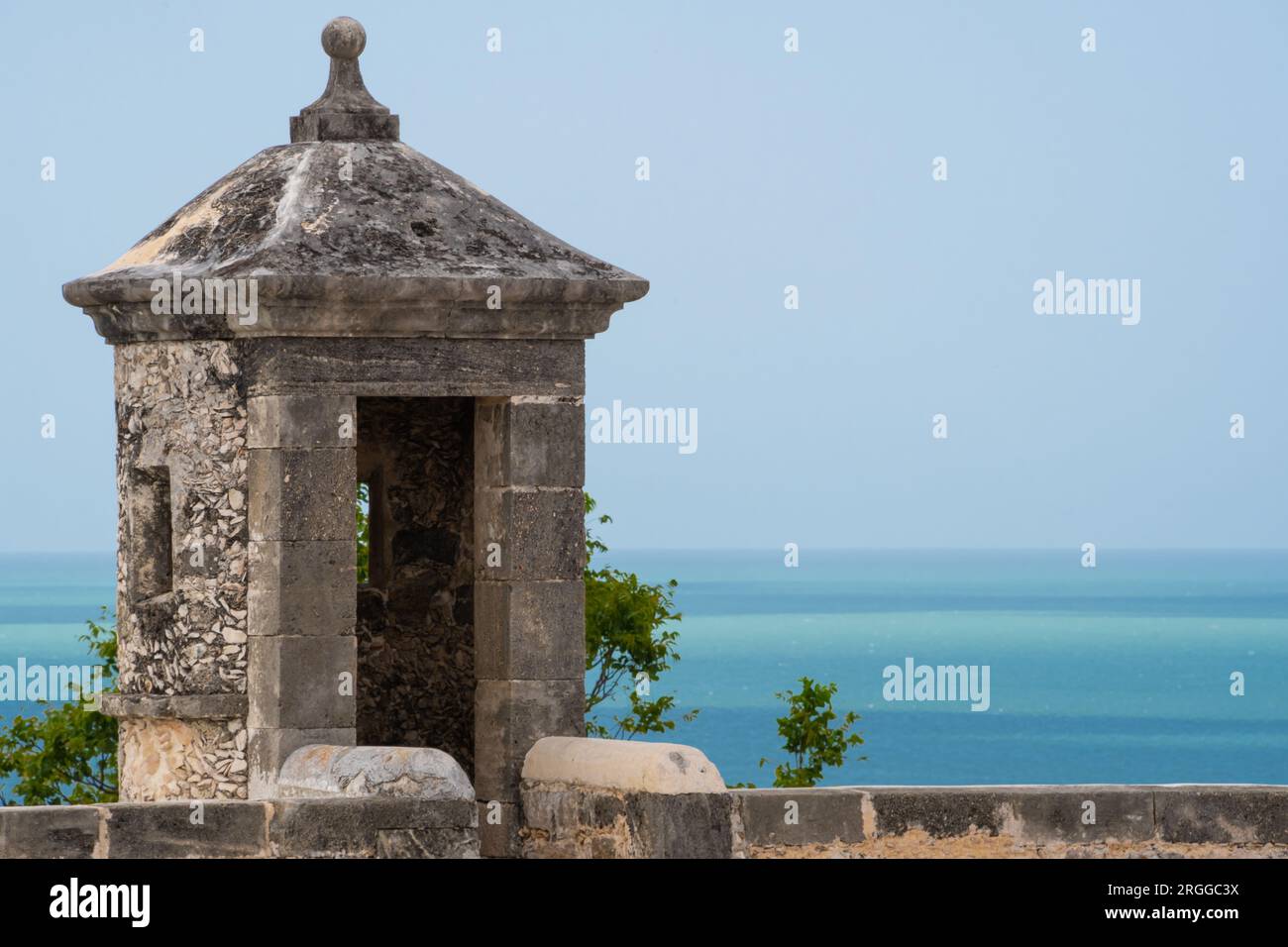 Watchtower and a view of the ocean at Ancient cannon in the Museum of ...