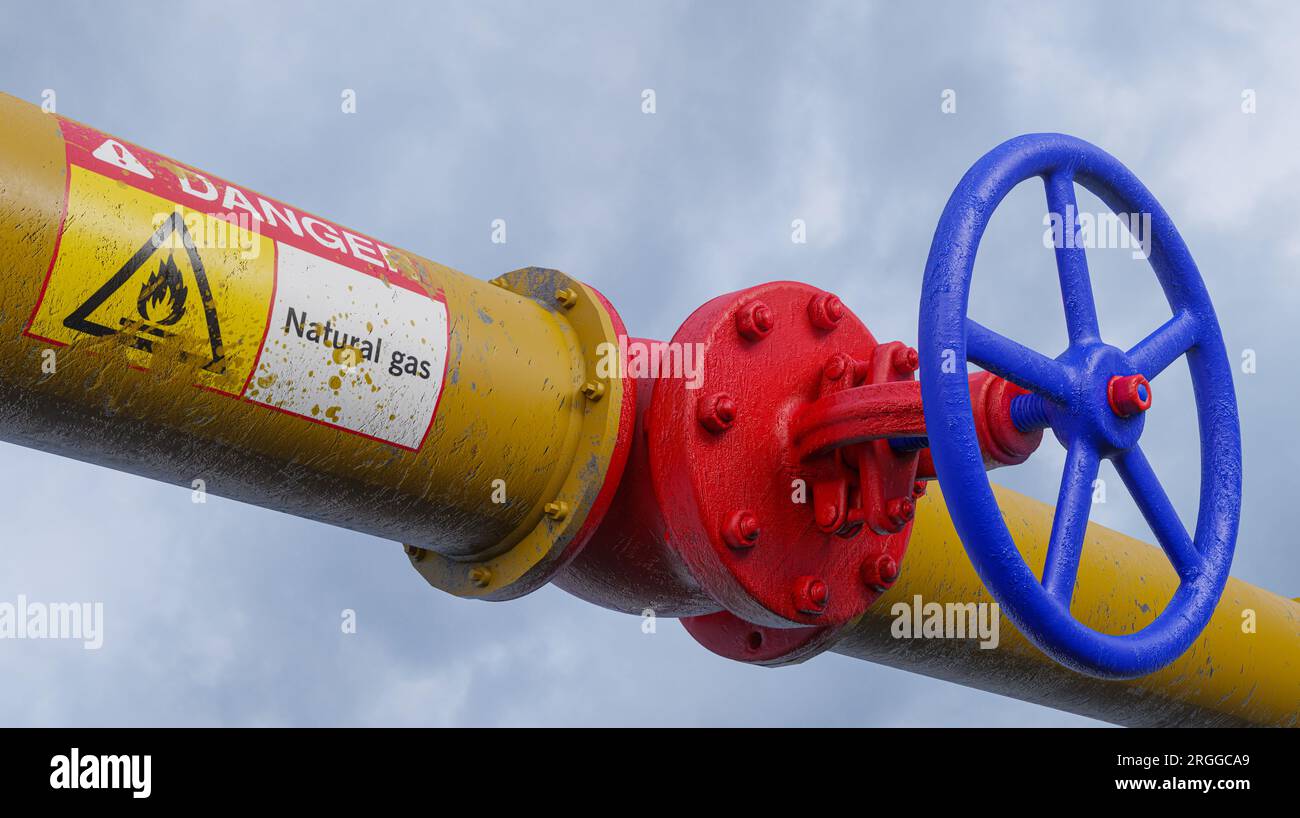 Gas pipe closure, Gas pipe, Gas sanctions, Sanctions concept, 3D work ...