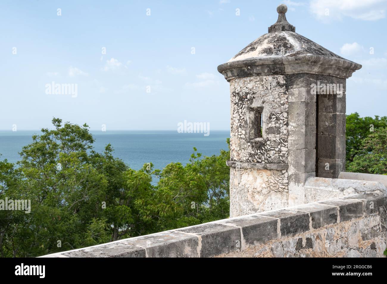 Watchtower and a view of the ocean at the Museum of Ships and Weapons ...