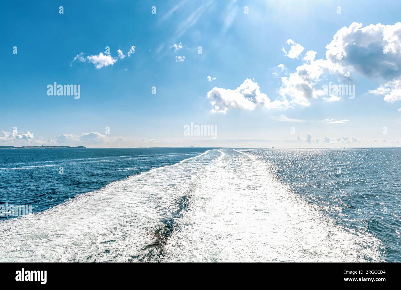 Water trail behind cruise ship. Wave from the ship at sea Stock Photo ...