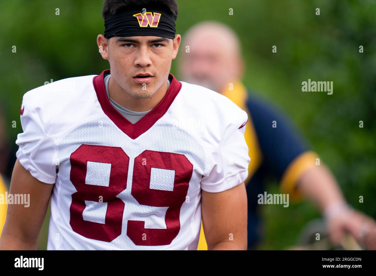 Washington Commanders wide receiver Brycen Tremayne approaches the ...