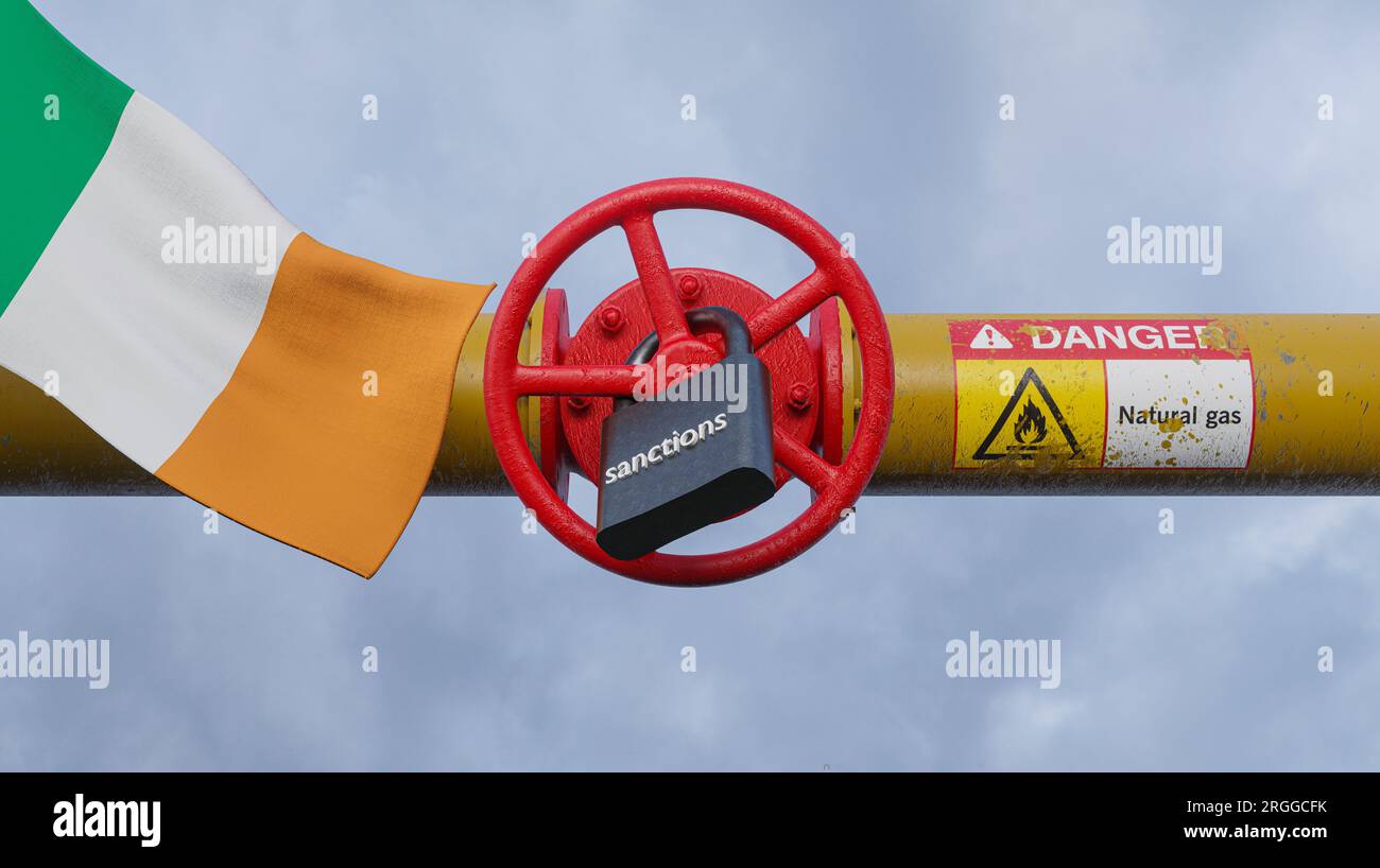 Ireland gas pipe, Gas sanctions, Gas pipe closure, Sanctions concept ...
