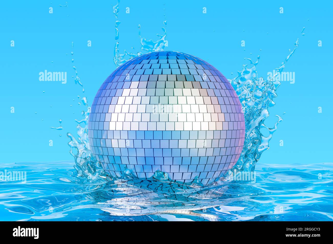 Disco ball with transparent water splashes, 3D rendering Stock Photo ...
