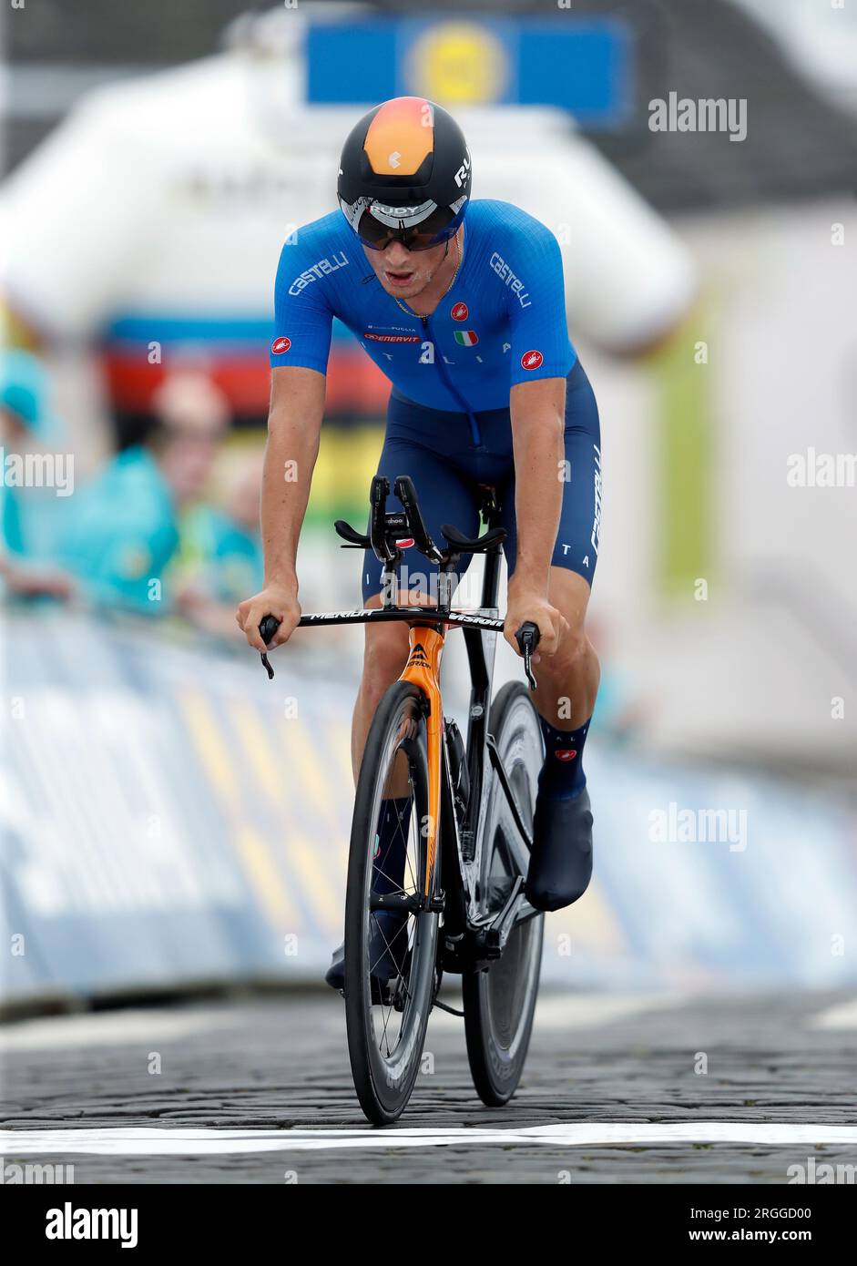Italy’s Bryan Olivo crosses the finish line in the Men Under 23 ...