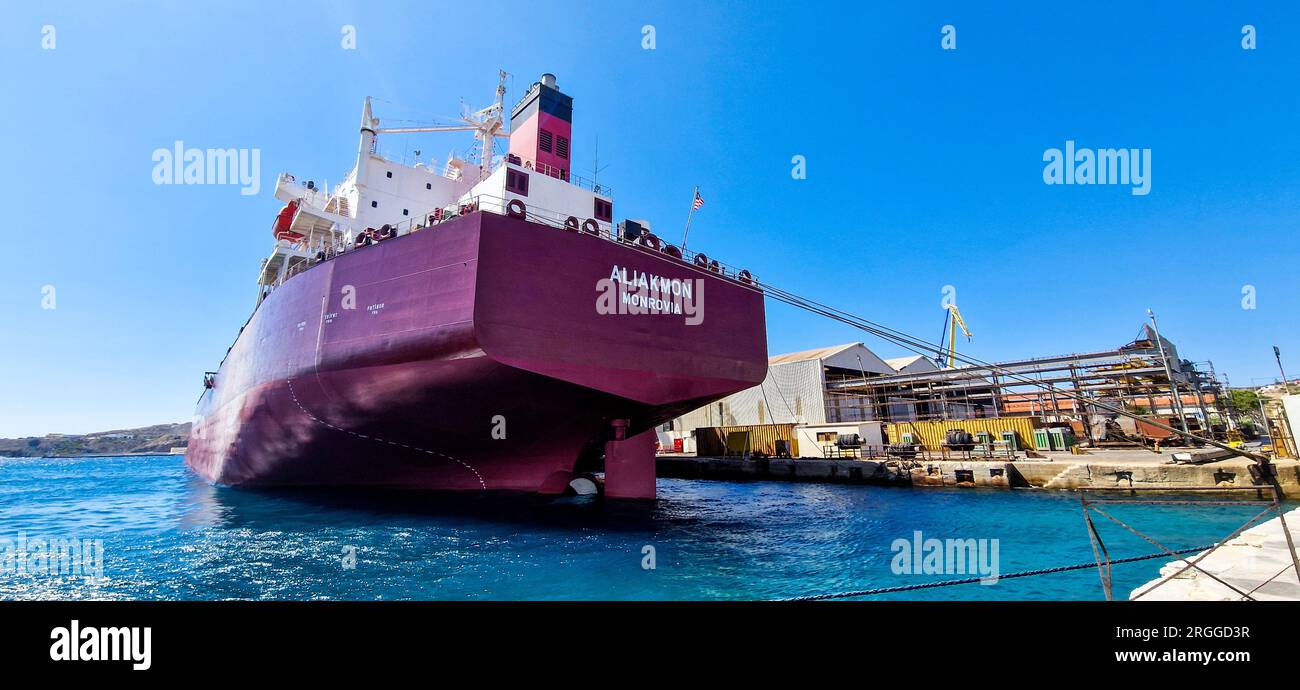 Onex Neorion Shipyard, Ermopouli harbor, Syros island, Greece, Southern ...