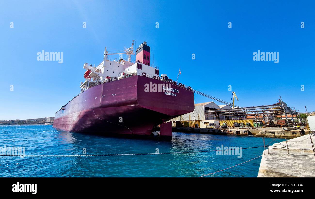Onex Neorion Shipyard, Ermopouli harbor, Syros island, Greece, Southern ...