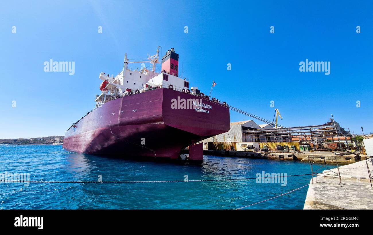 Onex Neorion Shipyard, Ermopouli harbor, Syros island, Greece, Southern ...
