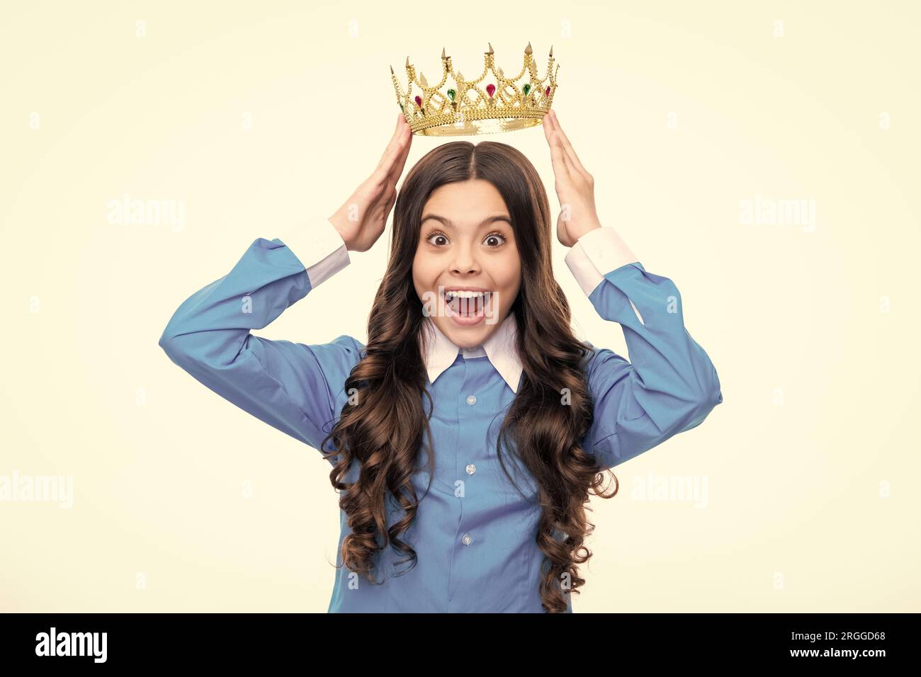 Excited face. Teenage selfish girl celebrates success victory. Teen ...