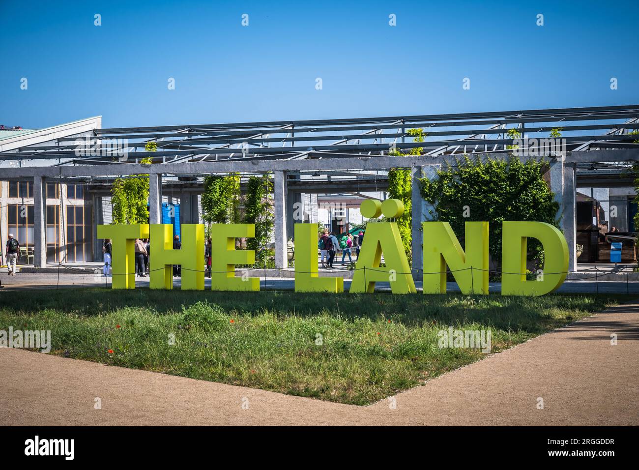 Mannheim, Germany - 26.05.2023: Word The Laend in big green letters ...