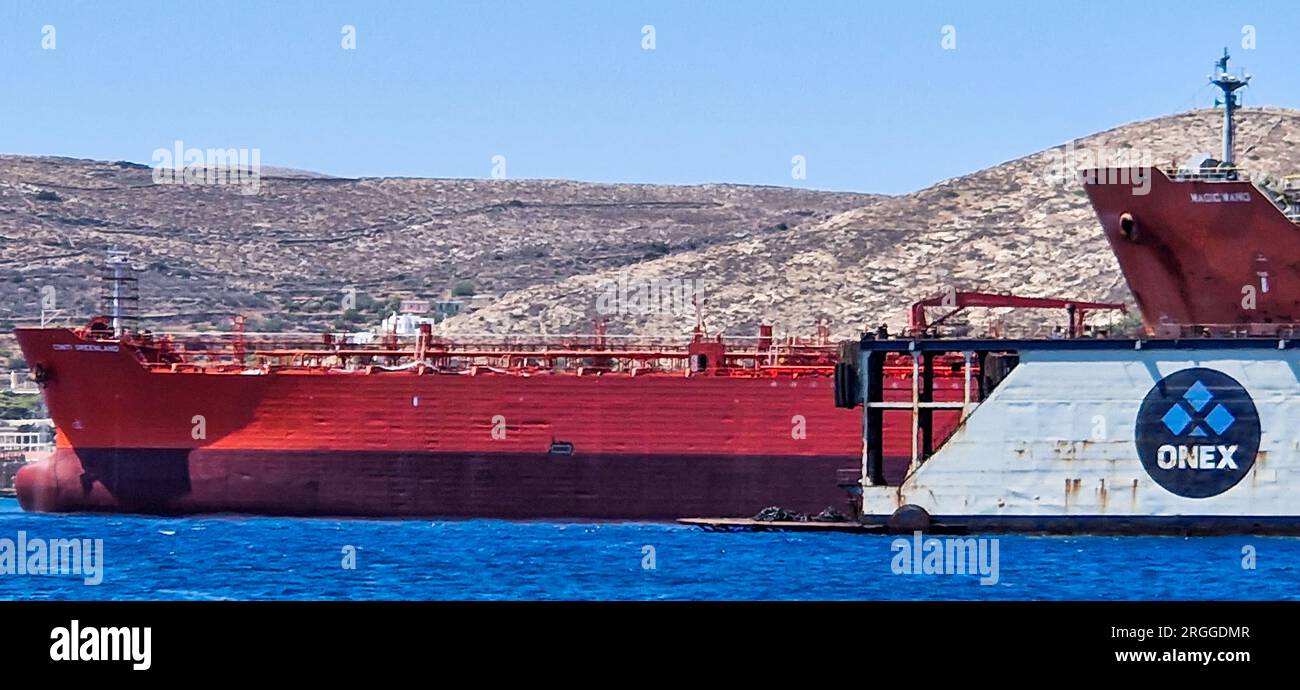 Onex Neorion Shipyard, Ermopouli harbor, Syros island, Greece, Southern ...