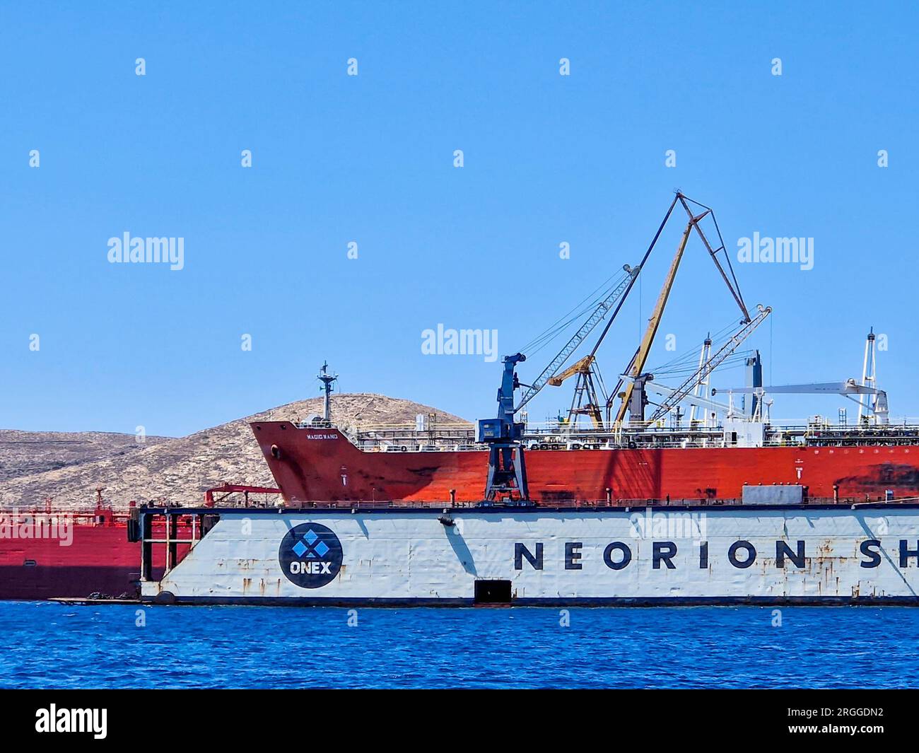 Onex Neorion Shipyard, Ermopouli harbor, Syros island, Greece, Southern ...