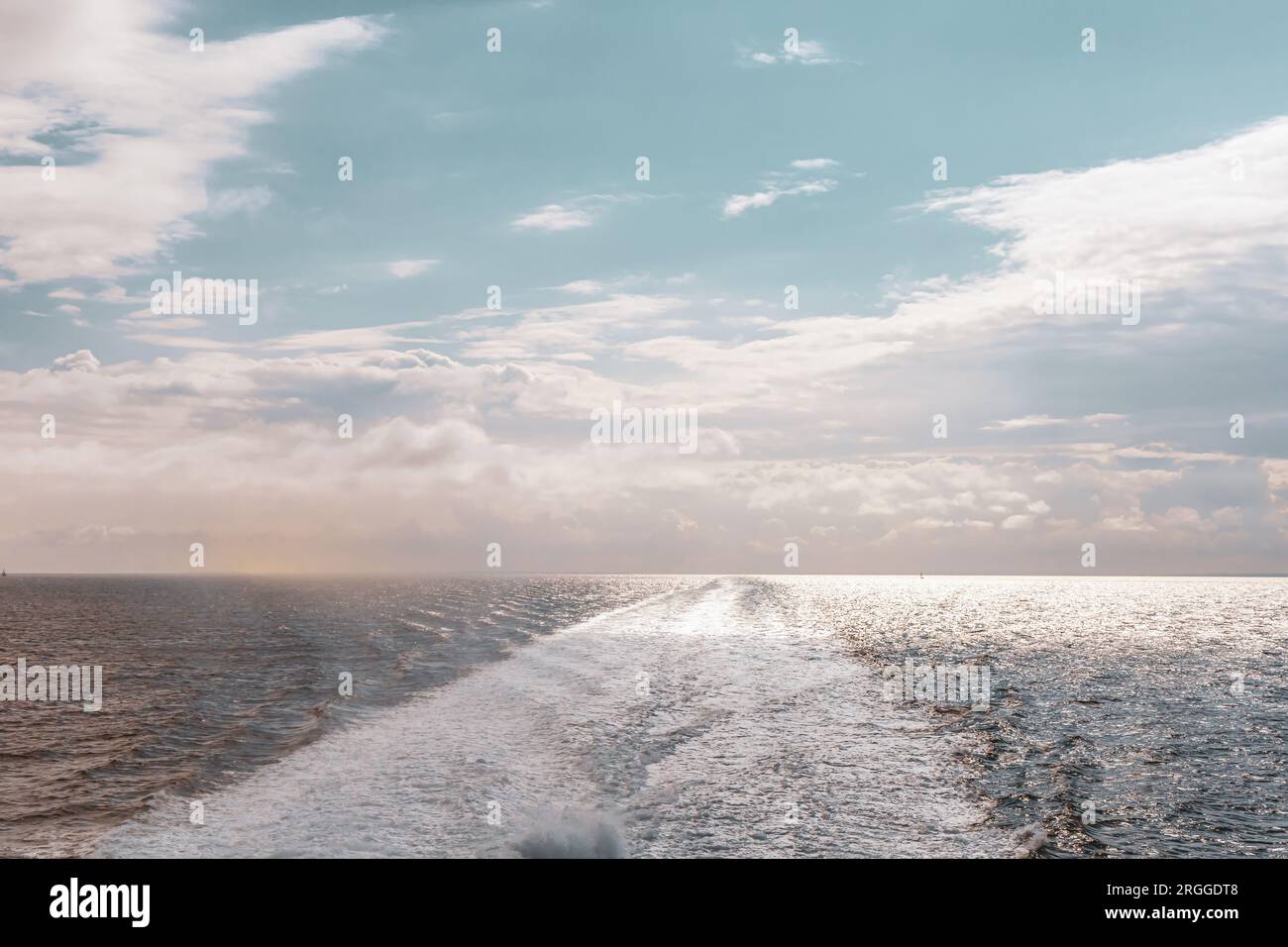 Water trail behind cruise ship. Wave from the ship at sea Stock Photo ...