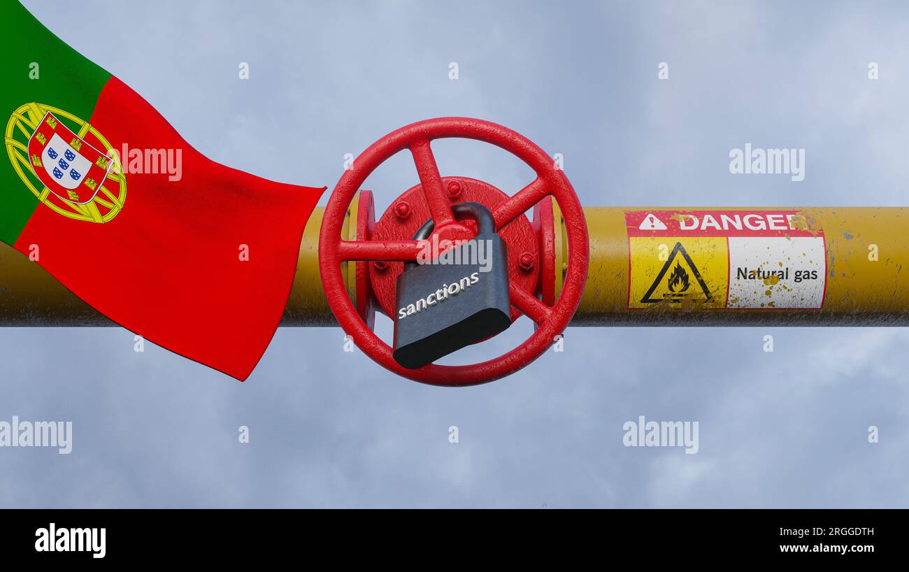 Portugal gas pipe, Gas sanctions, Gas pipe closure, Sanctions concept ...