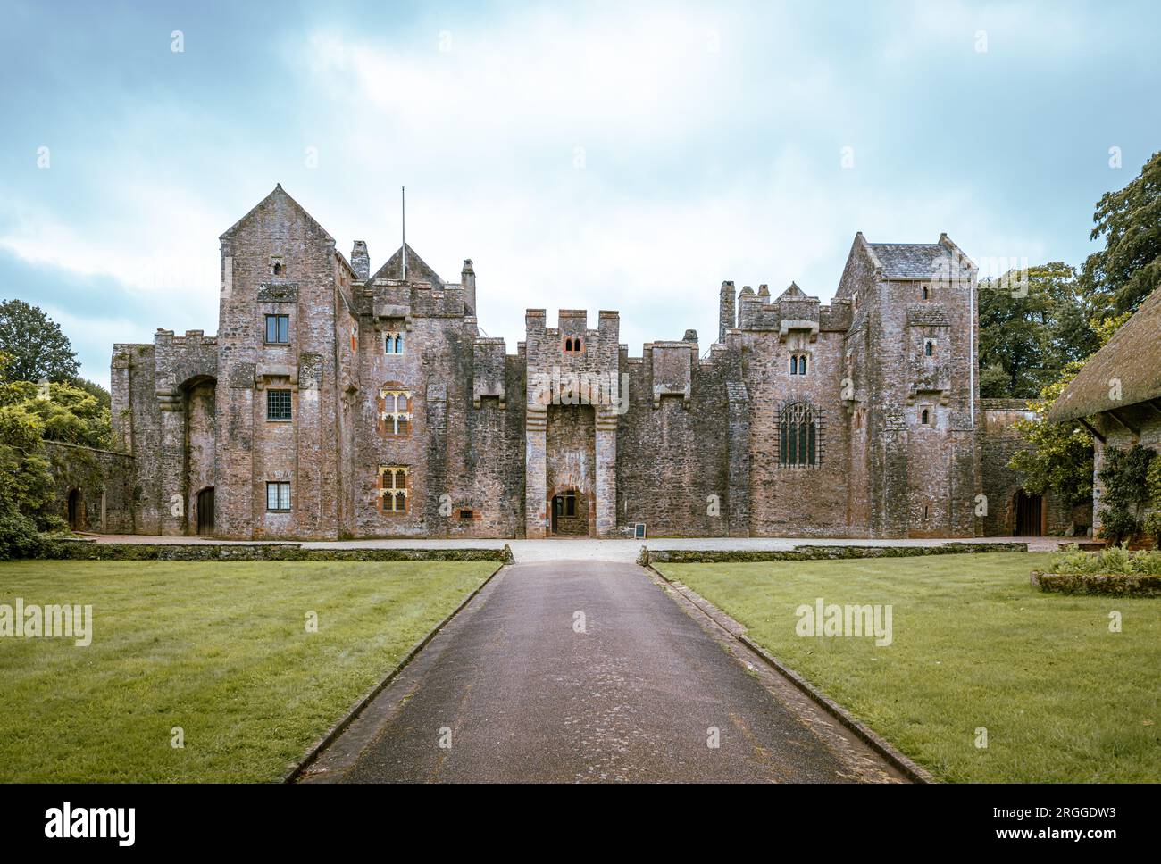 August 2023. Main front of Compton Castle in Devon Stock Photo - Alamy