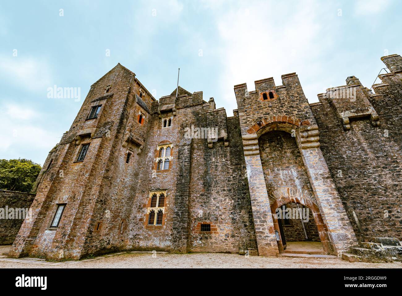 August 2023. Exterior detail of Compton Castle in Devon Stock Photo - Alamy