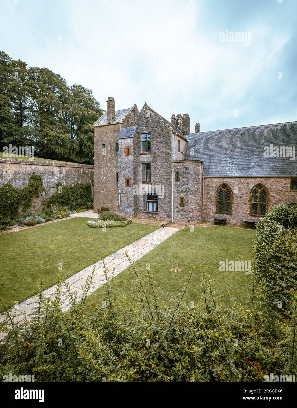 August 2023. Exterior detail of Compton Castle in Devon Stock Photo - Alamy