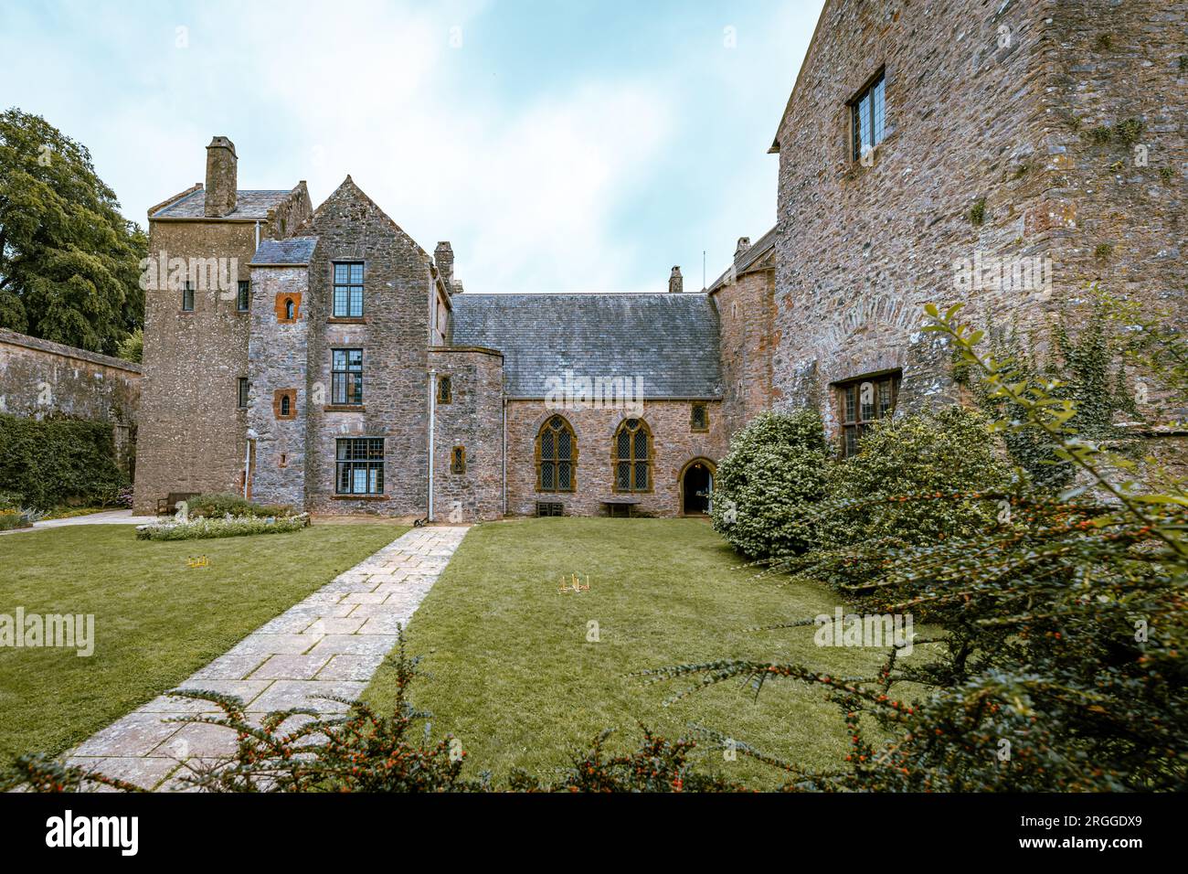 August 2023. Exterior detail of Compton Castle in Devon Stock Photo - Alamy