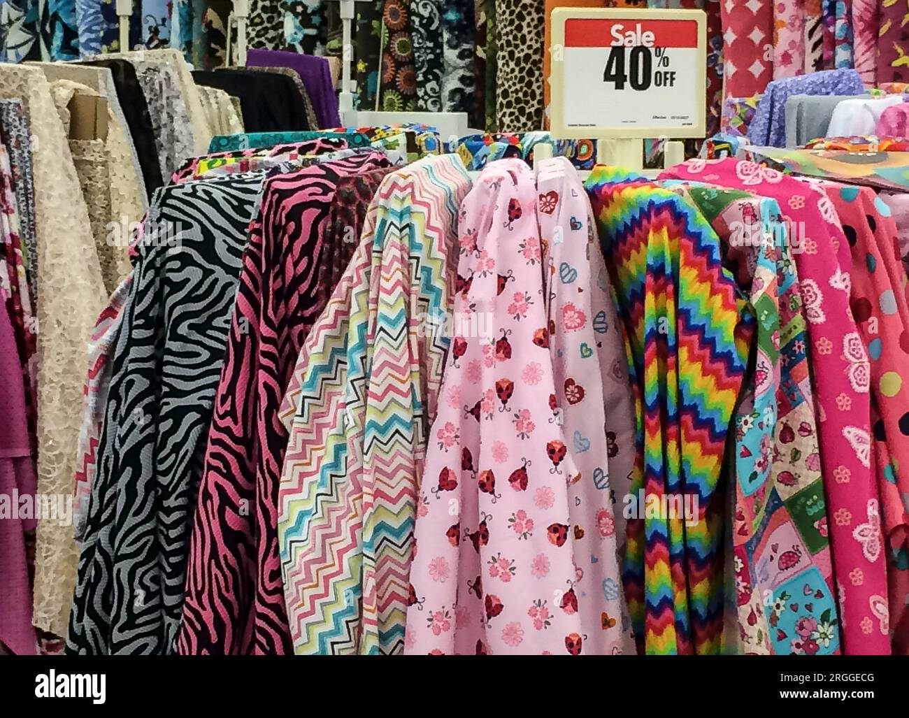 Samples on display in a fabric store Stock Photo - Alamy