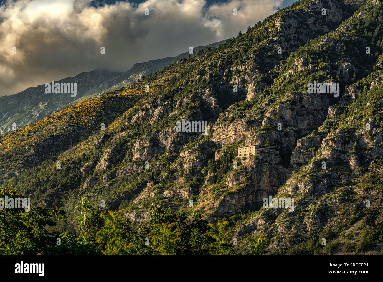 Panorama of the slopes of Monte Morrone and the Hermitage of Sant ...